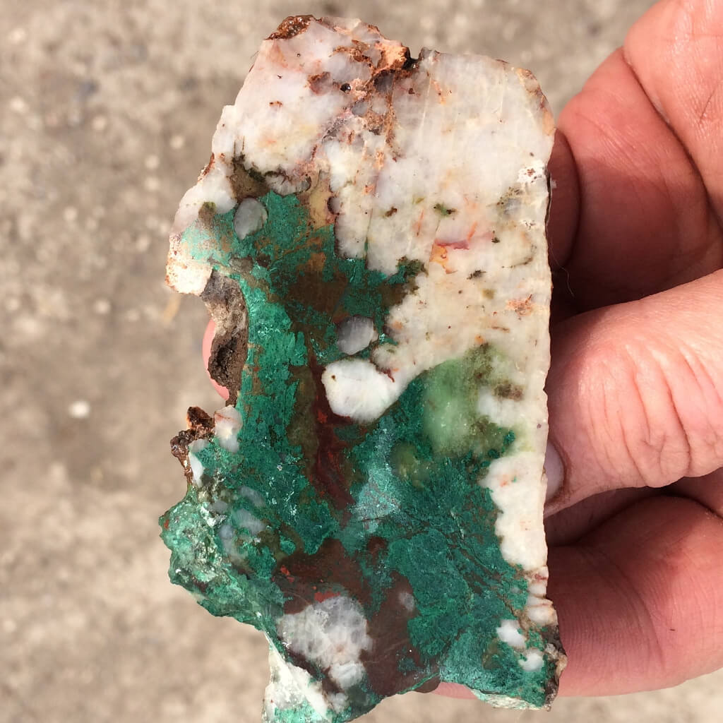 Chatoyant Malachite & Cuprite In Quartz - Lapidary Slab